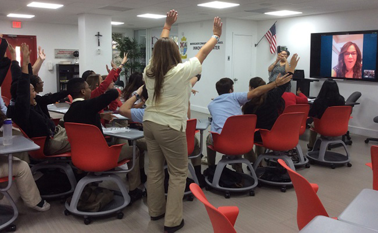 ADOM :: Broadway actress speaks with Pace High drama students over Skype