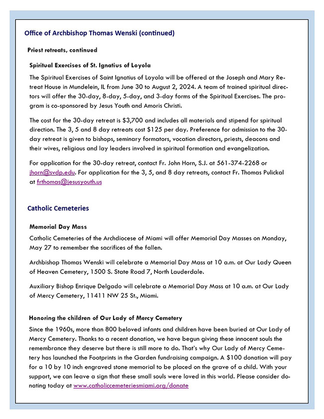 ADOM :: Pastoral Bulletin for May 2024