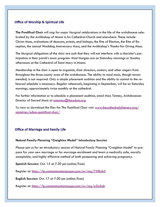 ADOM :: Pastoral Bulletin for August 2024