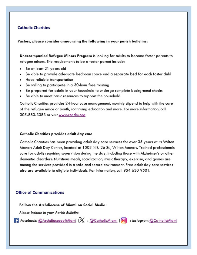 ADOM :: Pastoral Bulletin for August 2024