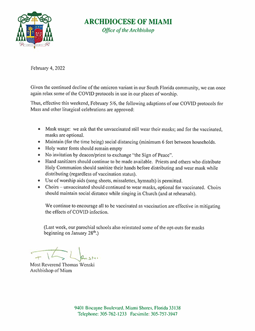 ADOM :: Masks again optional at Mass for the vaccinated