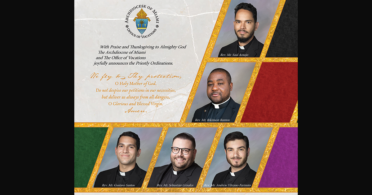 ADOM :: Five millennials to join ranks of Miami priests